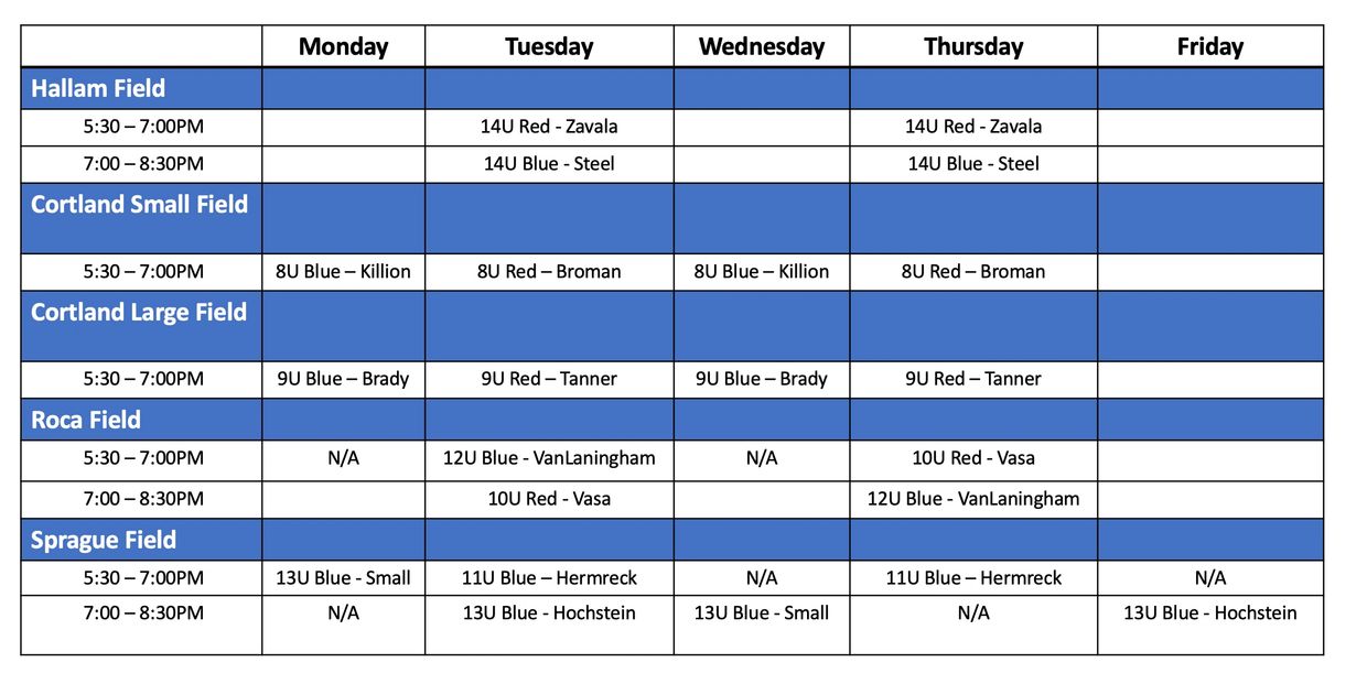 Outdoor Field Schedules